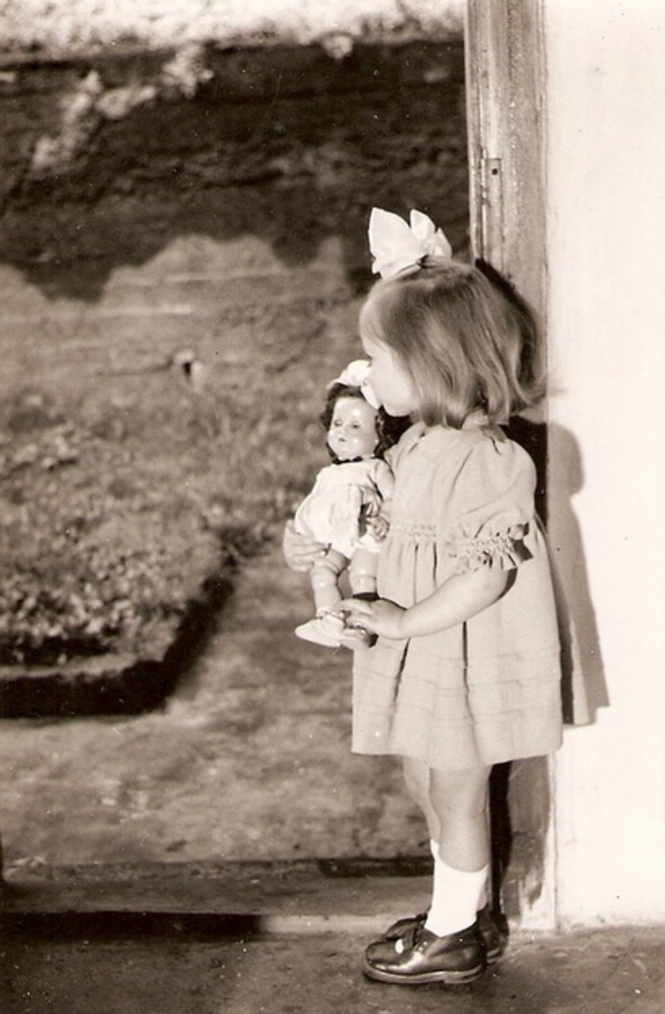 meine Puppe Gabi und ich, ca 1953 - Essen-Werden