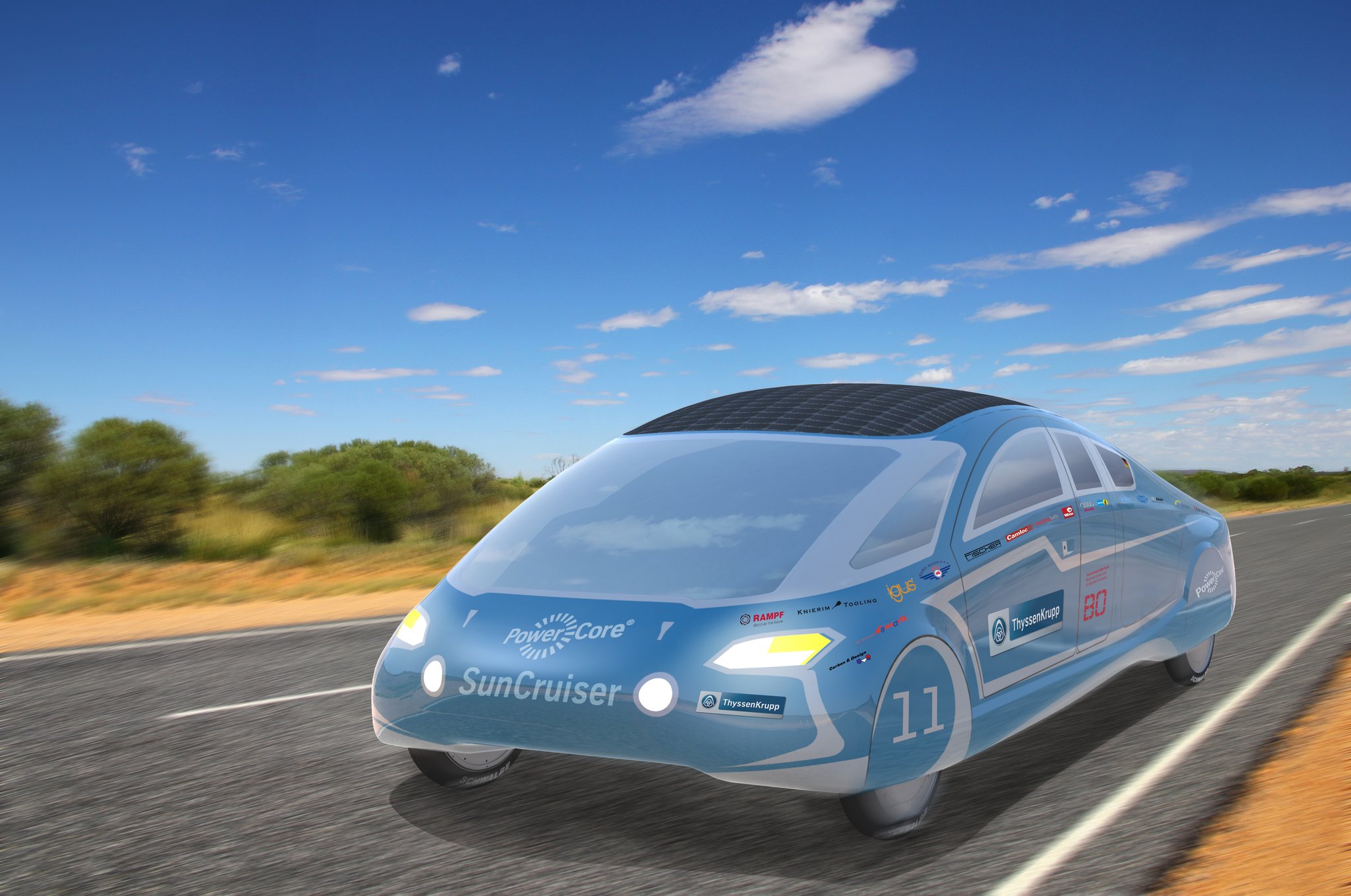PowerCore SunCruiser: SolarCar mit Antrieb von ThyssenKrupp Electrical ...