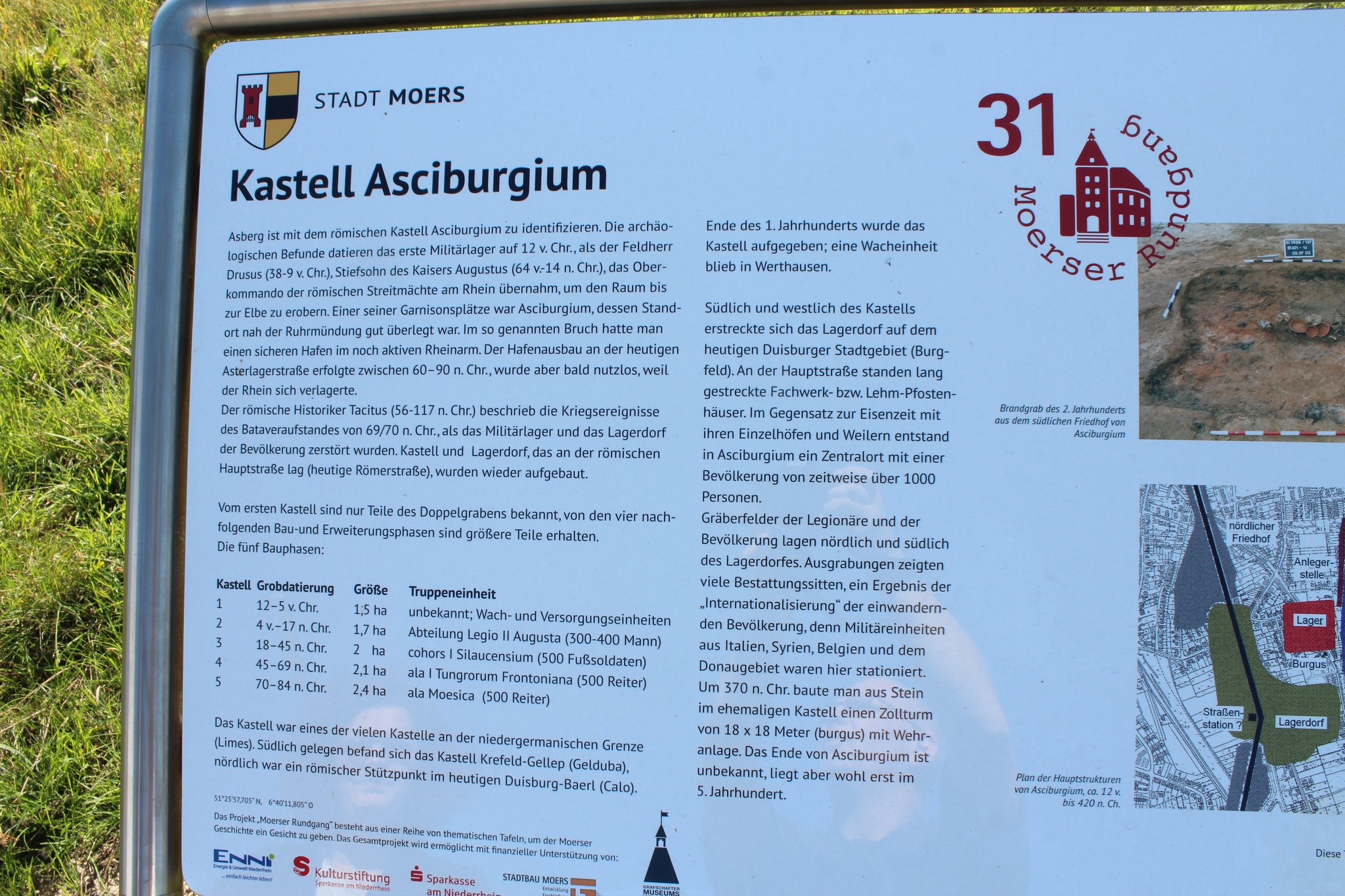Geschichtsstation in Moers Asberg "abgefallen" - Moers