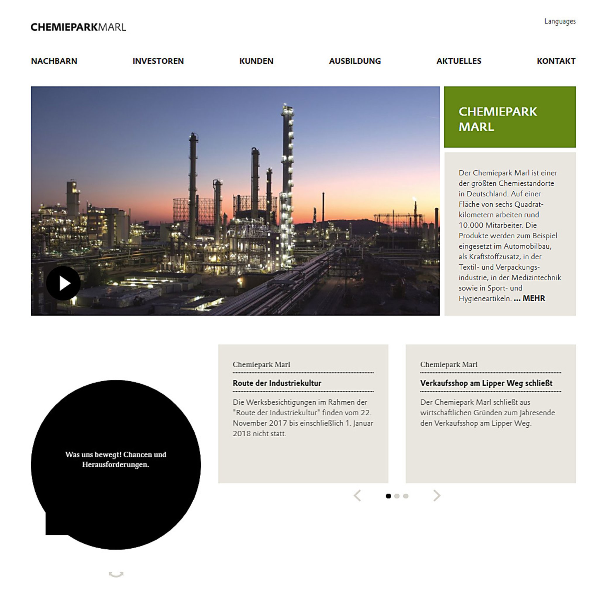 CHEMIEPARK MARL WEBSITE IN NEUEM GEWAND - Marl