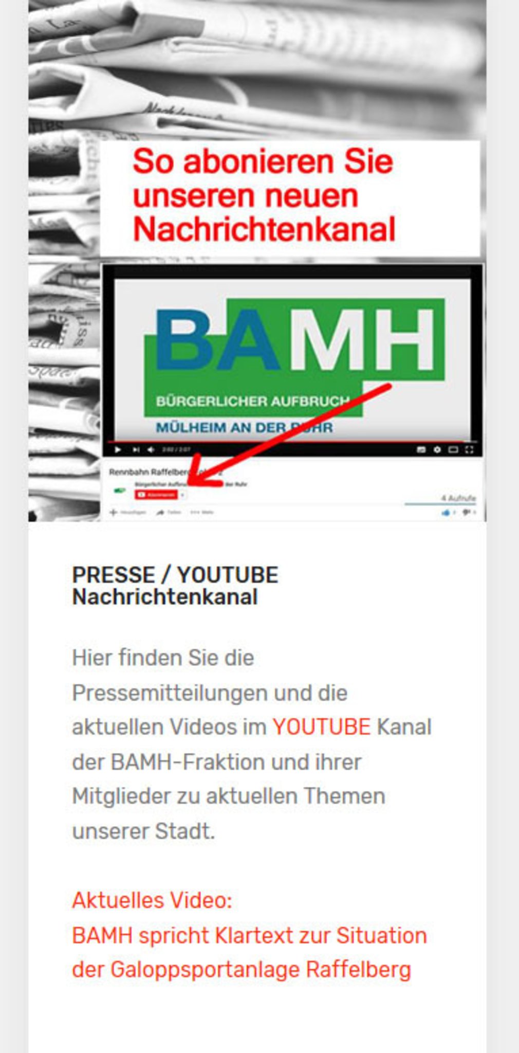 BAMH geht auf YOUTUBE online - Mülheim an der Ruhr