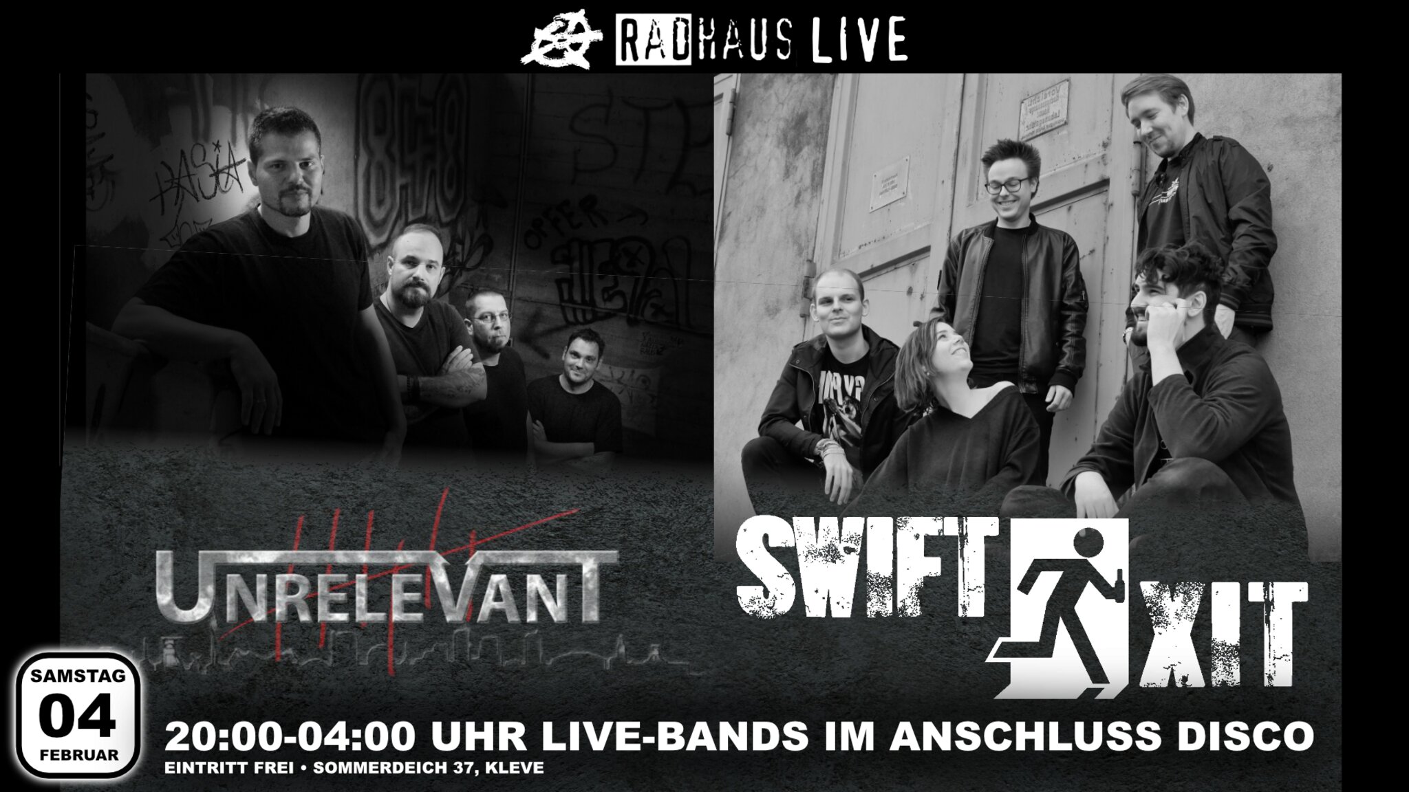 „Unrelevant“ und „Swift Exit“ live im Radhaus: Rockhaus präsentiert ...