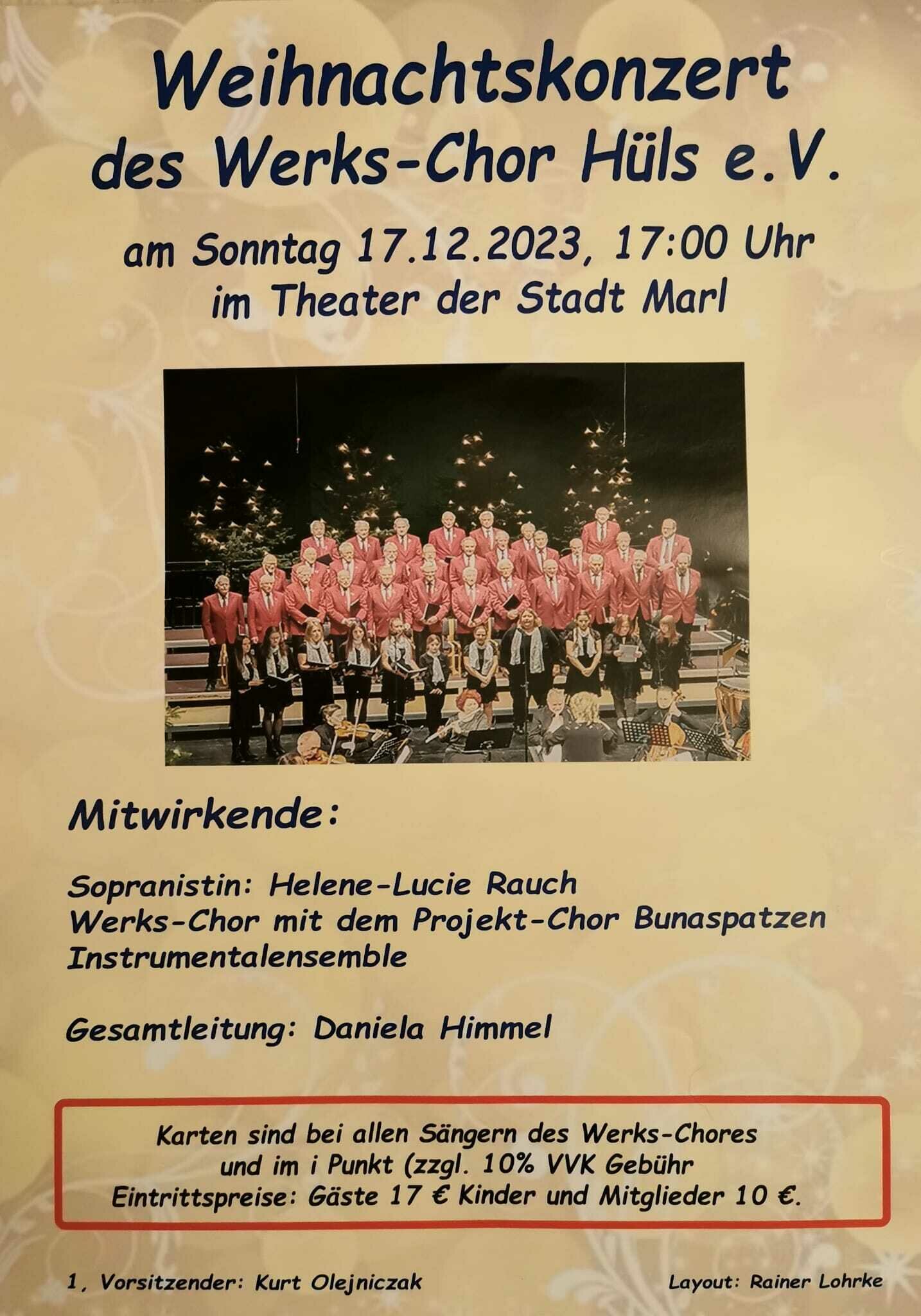 Weihnachtskonzert 2023: Der Werks-Chor und die Bunaspatzen laden zum Weihnachtskonzert 2023 - Marl