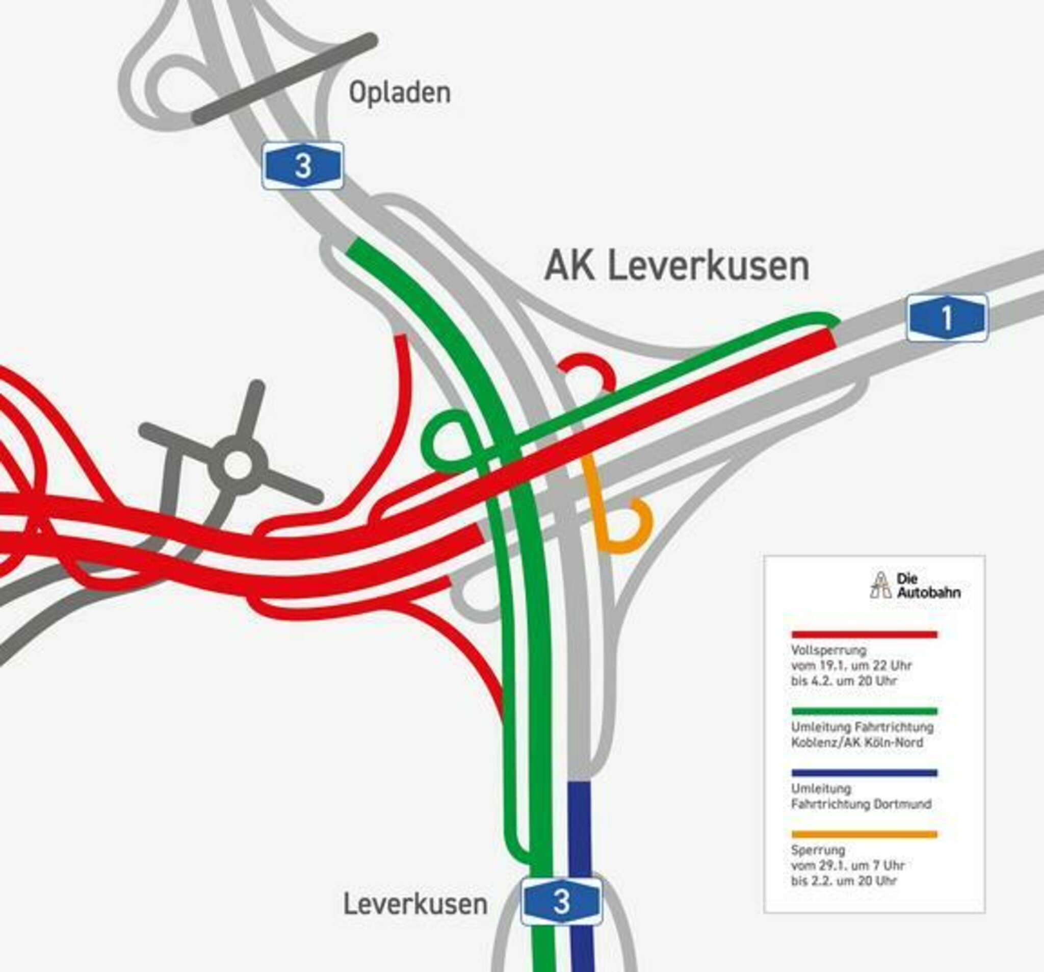 Die A1 ist zwischen den Autobahnkreuzen Köln-Nord und Leverkusen vollgesperrt. - Marl