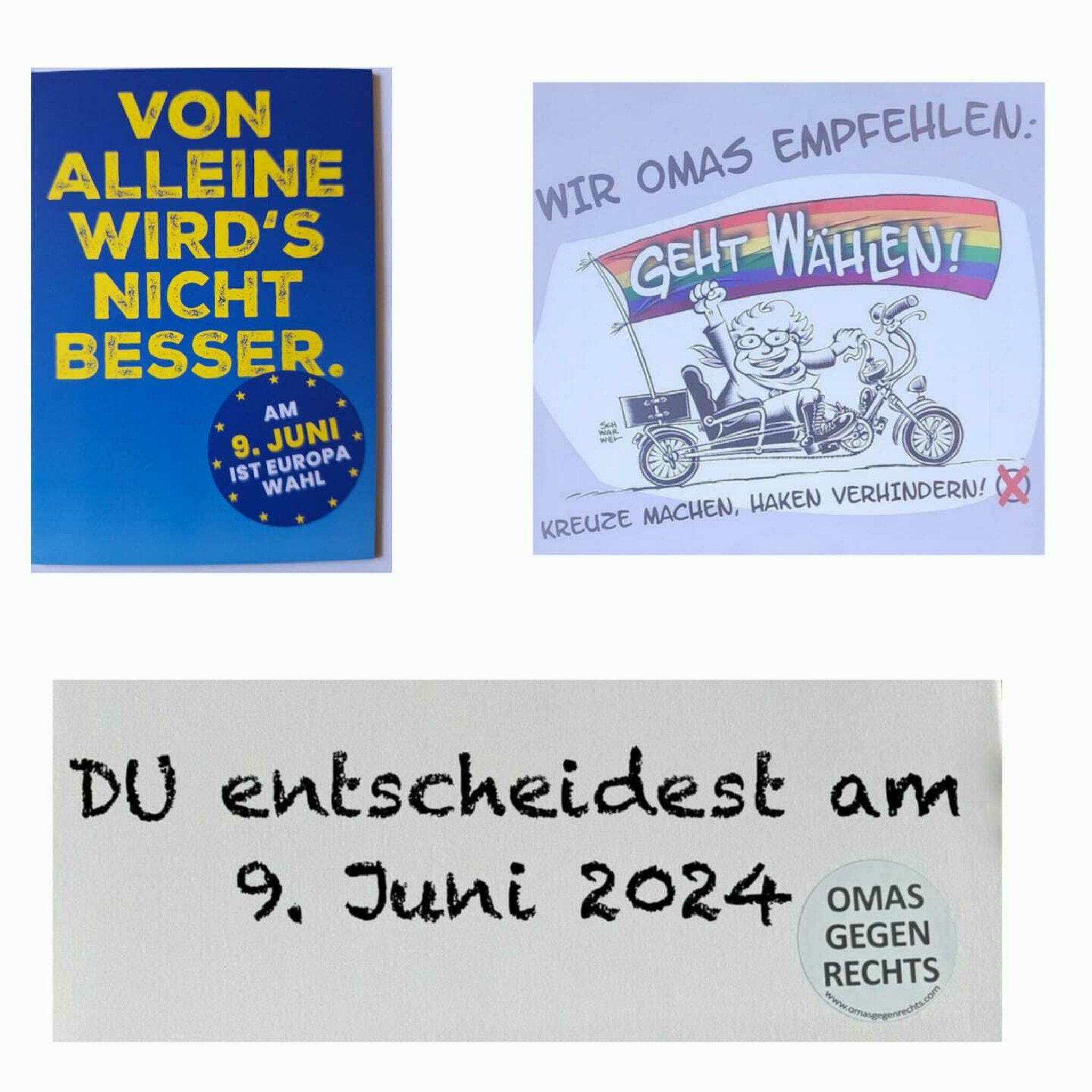 Aachener Friedenspreis für die OMAS GEGEN RECHTS: Infostand Europa Wahl - Langenfeld (Rheinland)