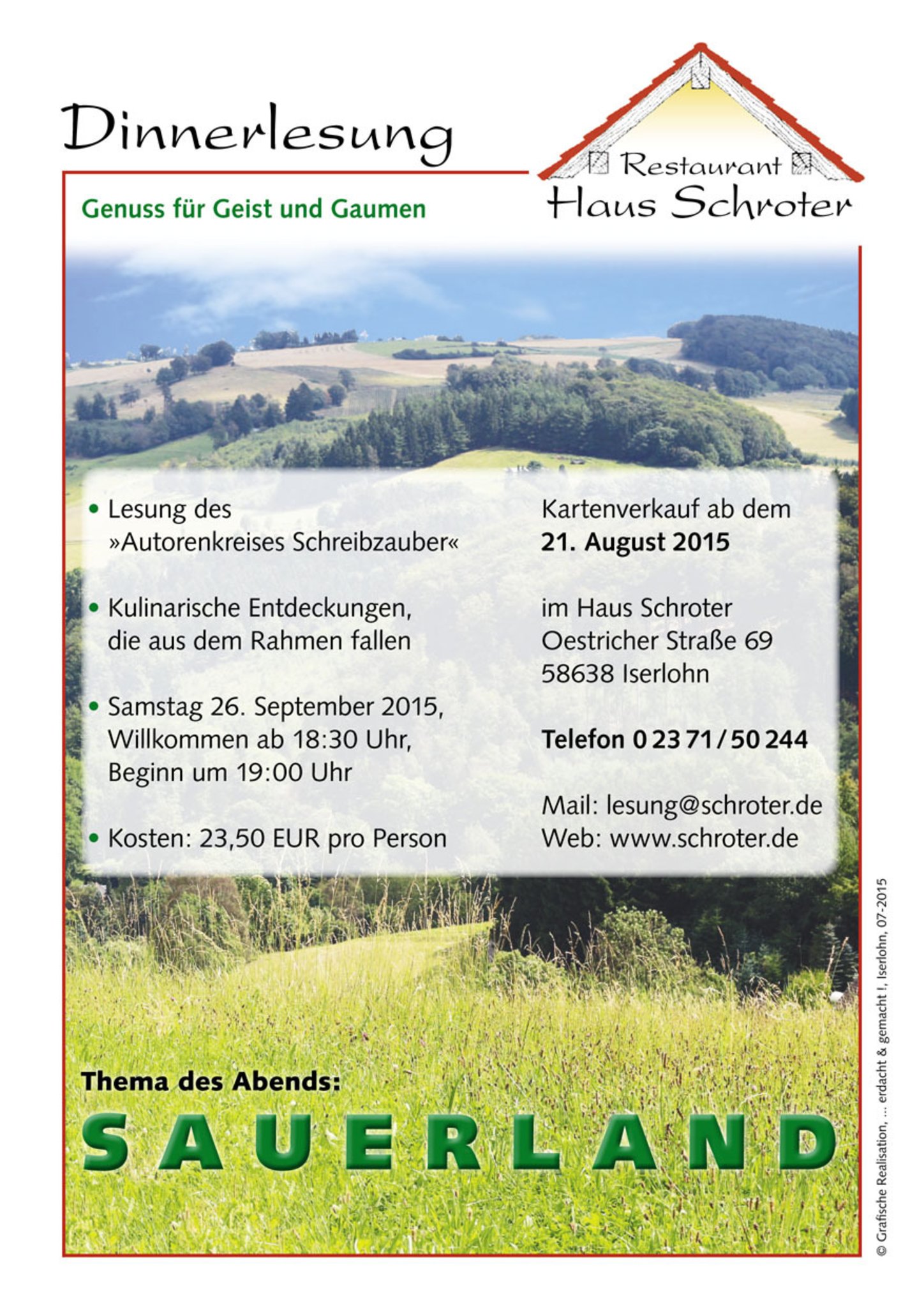 8. Dinnerlesung im Haus Schroter