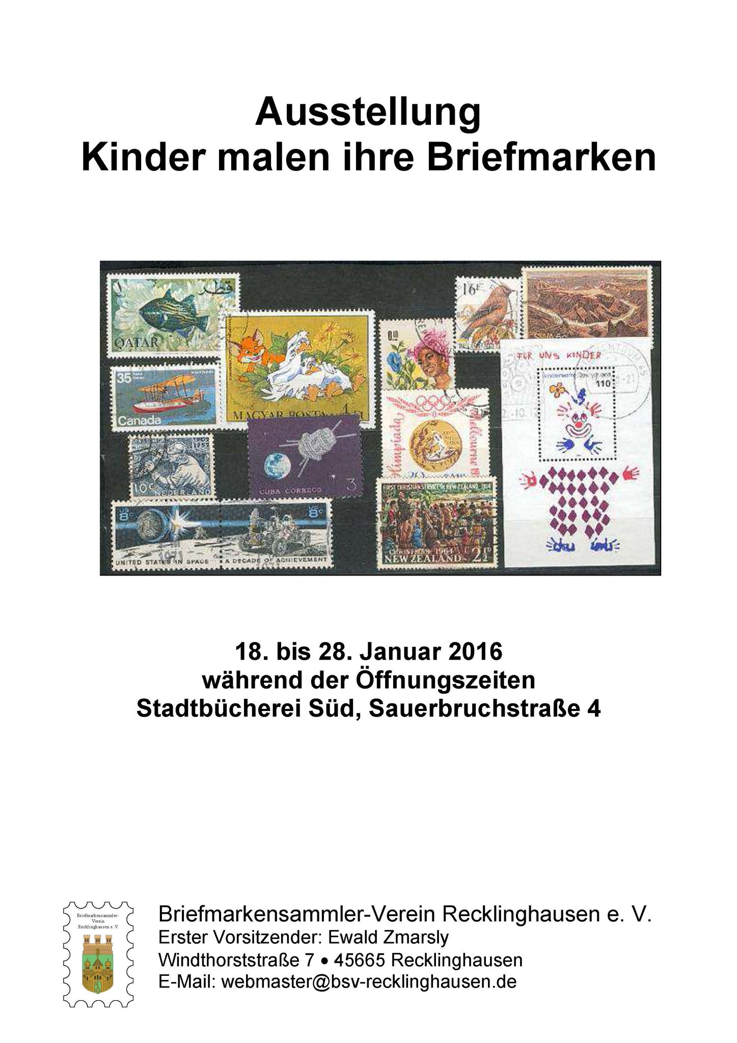 Kinder malen ihre Briefmarken
