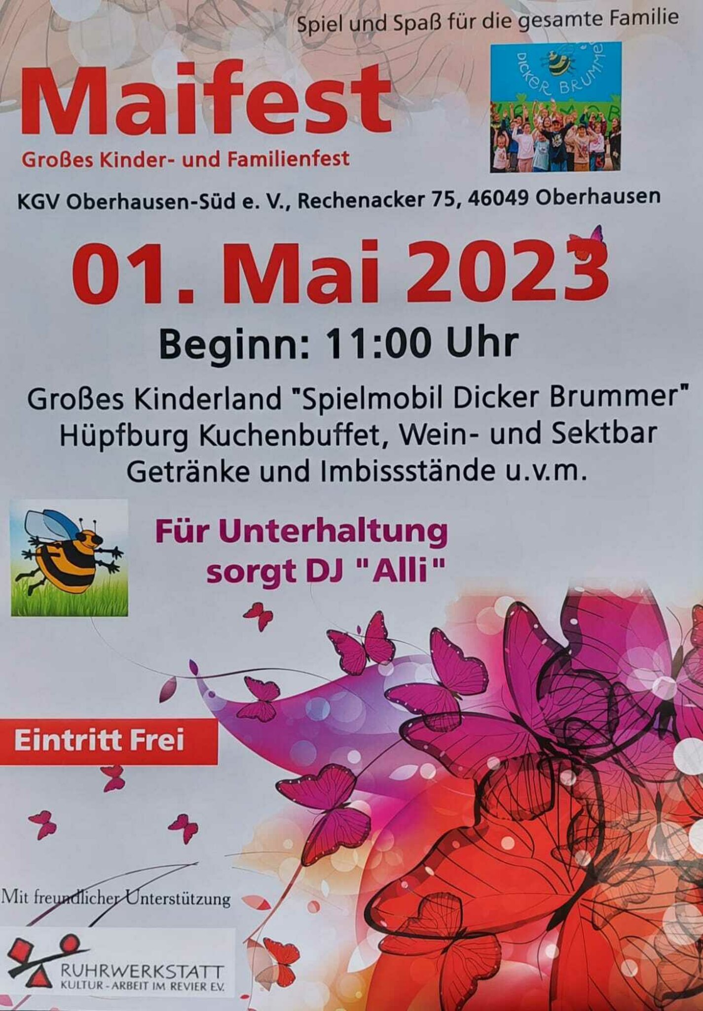 Traditionelles Maifest mit großem Kinderland der Ruhrwerkstatt